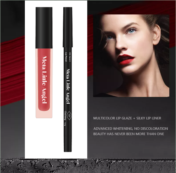 Matte Liquid Lipstick + Lip Liner Pens Set, One Step Lips Makeup Kits ...
